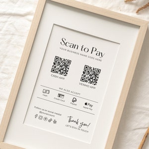 Scan to Pay Sign | QR Code Sign | Printable Payment Sign | Accepted ...