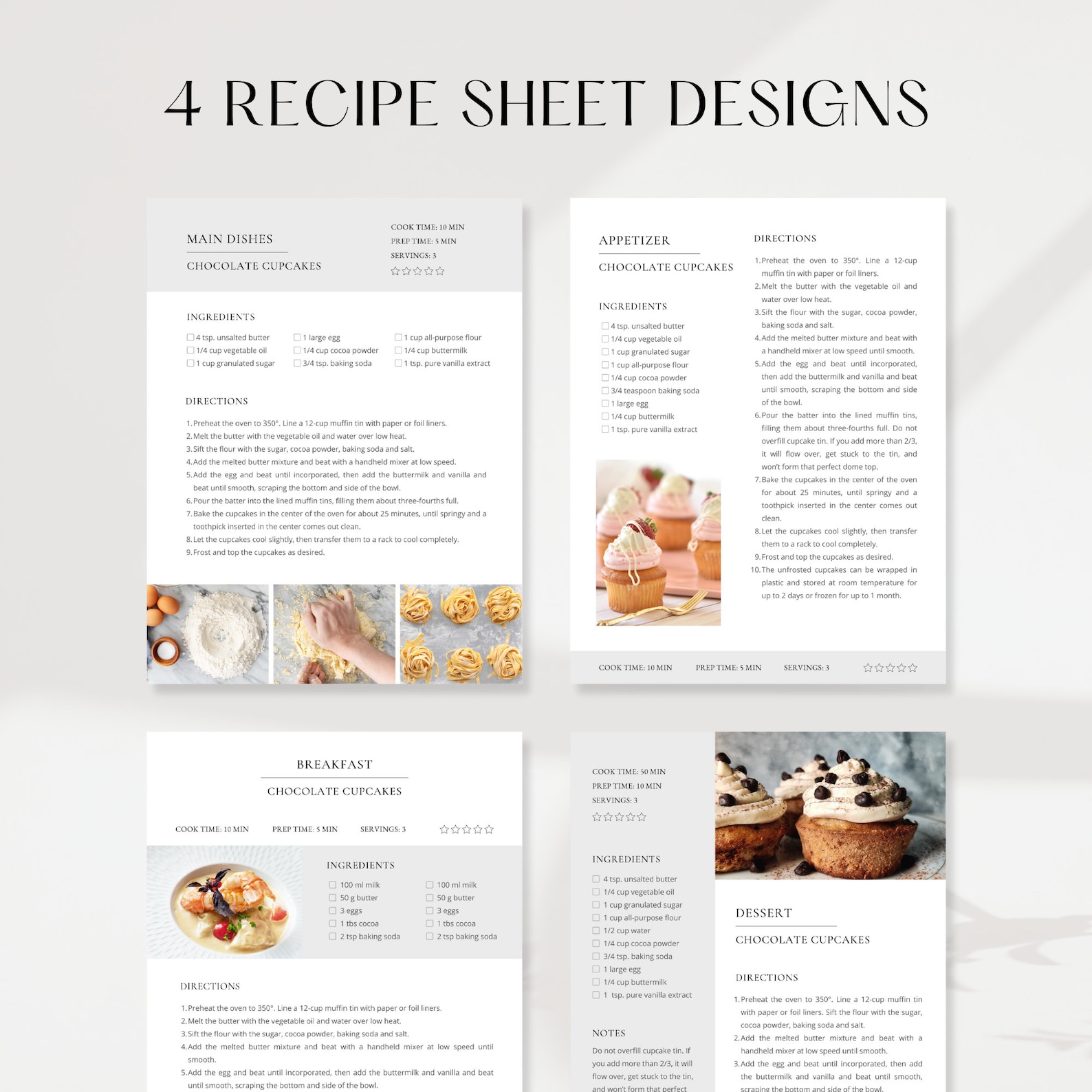 Recipe Template Editable Recipe Sheet Template Printable - Etsy