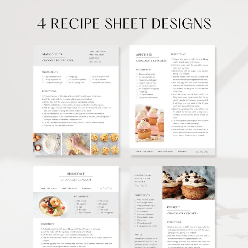 Recipe Template | Editable Recipe Sheet Template | Printable Recipe ...