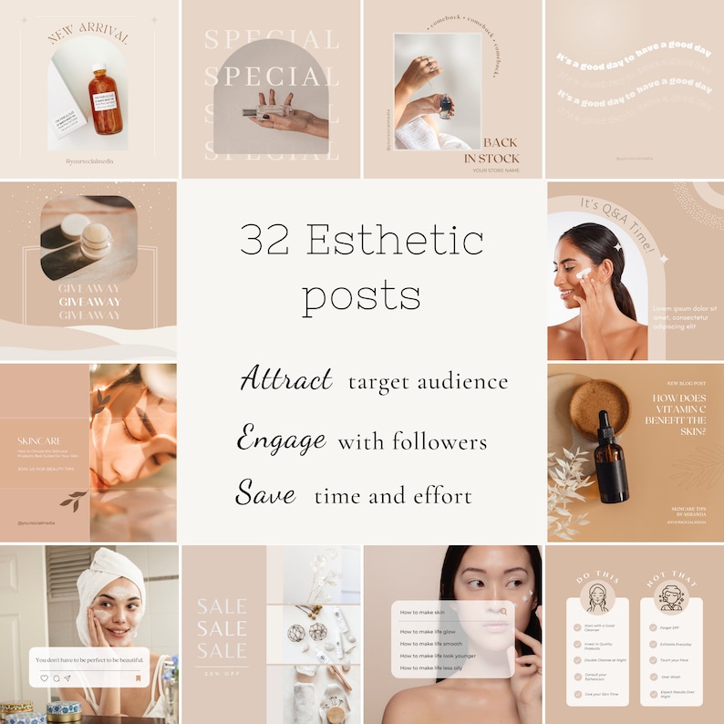 Esthetician Instagram Post Templates Skincare Social Media | Etsy