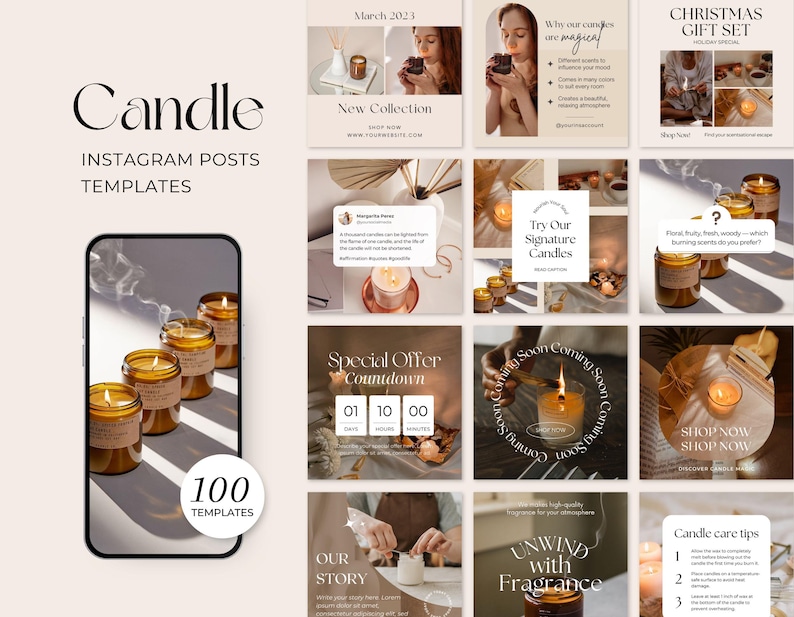 Candle Instagram Post Template | Social Media Bundle Candle Businesses ...