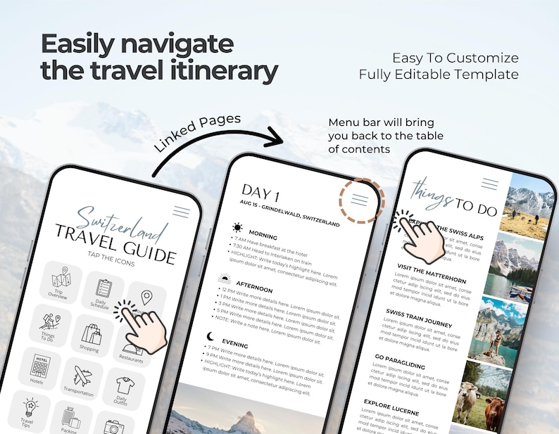 Editable Travel Itinerary Template | Trip Itinerary | Printable Travel ...