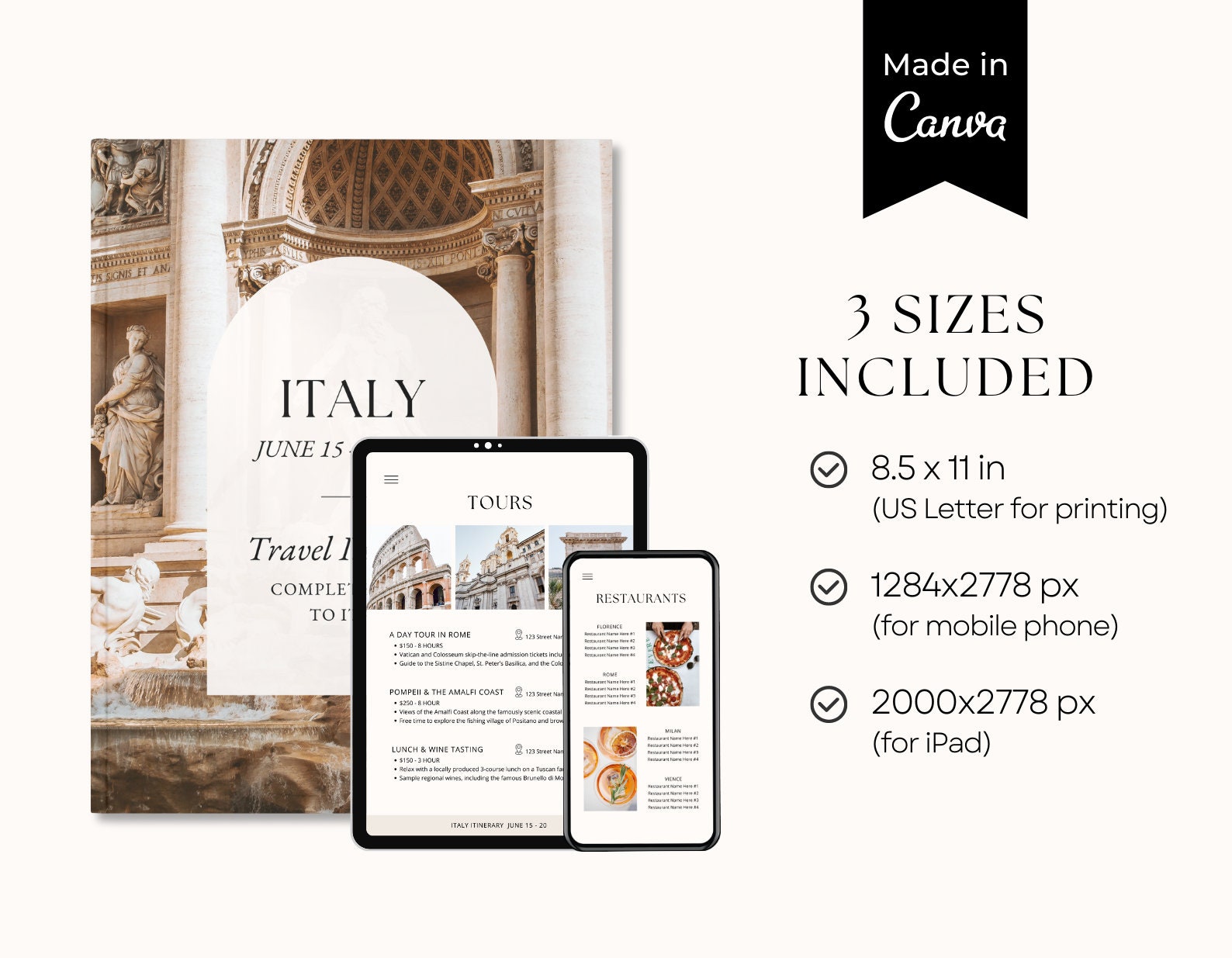 Editable Travel Itinerary Template Trip Itinerary Printable Travel ...