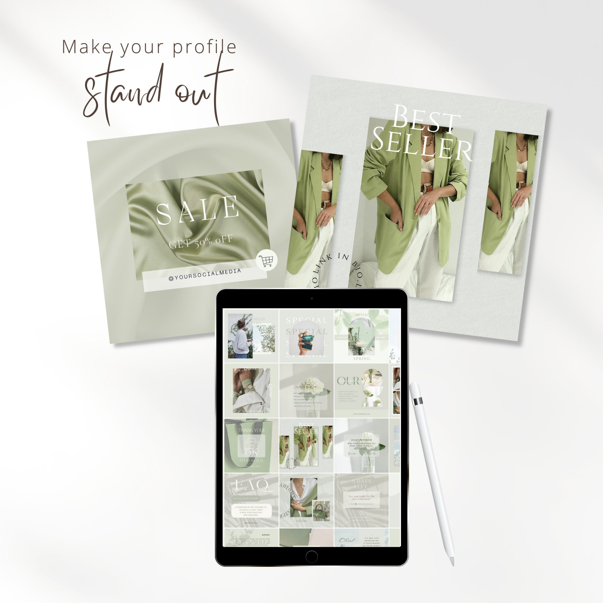 Green Instagram Templates Minimalist Instagram Post Template - Etsy