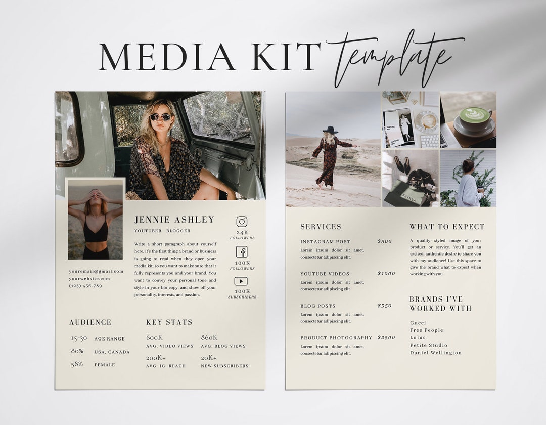 Media Kit Template| Influencer Rate Card Template |blogger Social Media ...