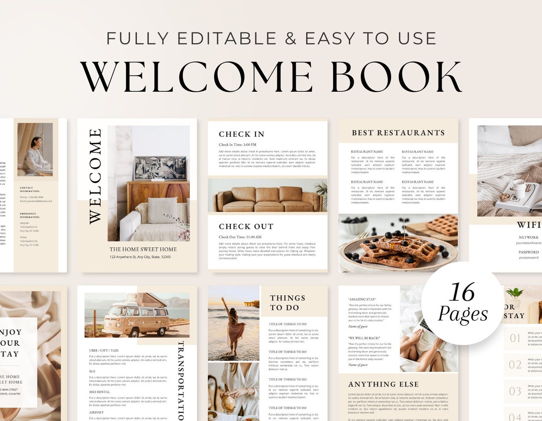 Airbnb Welcome Book Template | Welcome Book for Vacation Rental ...