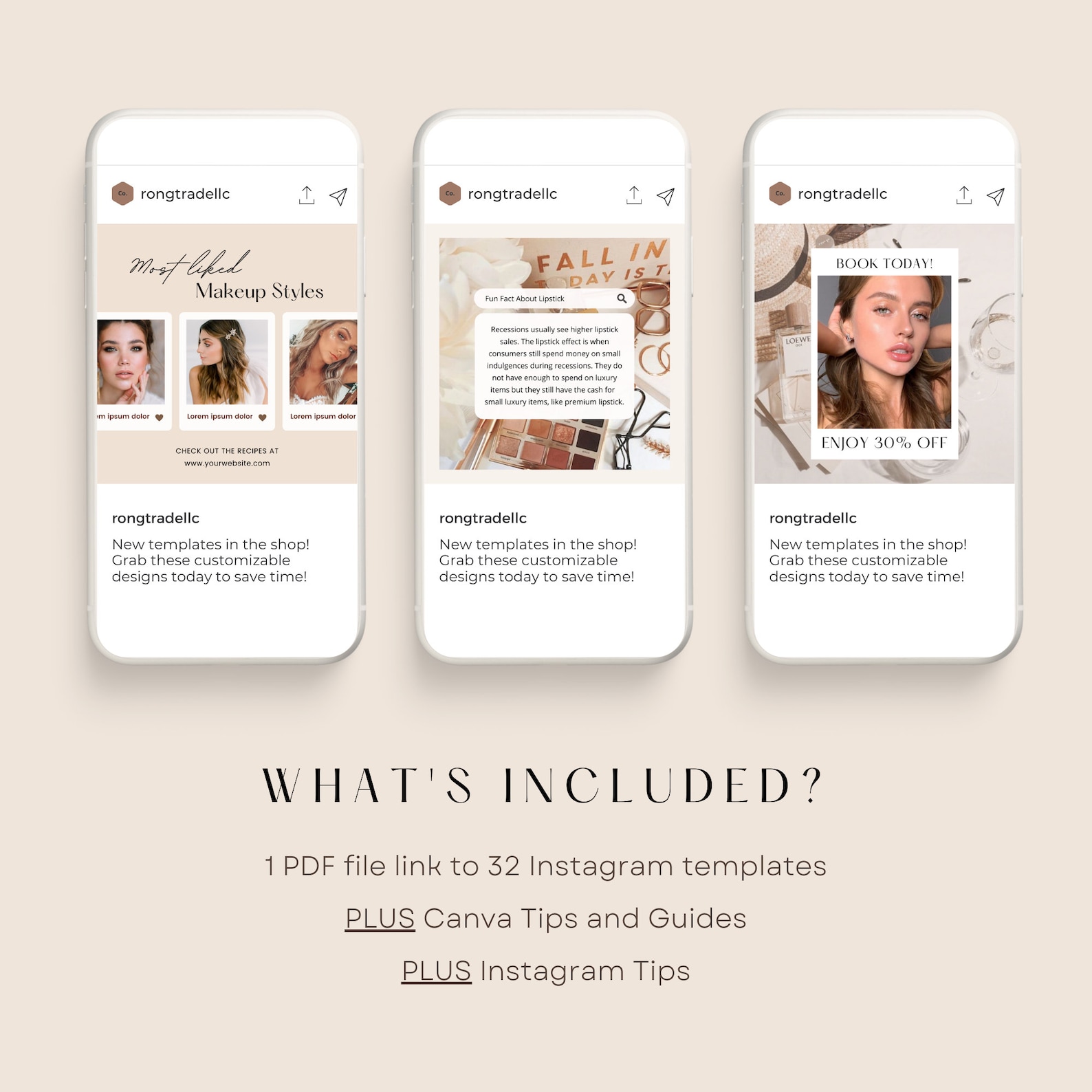 Makeup Artist Instagram Post Templates Beauty Skincare - Etsy