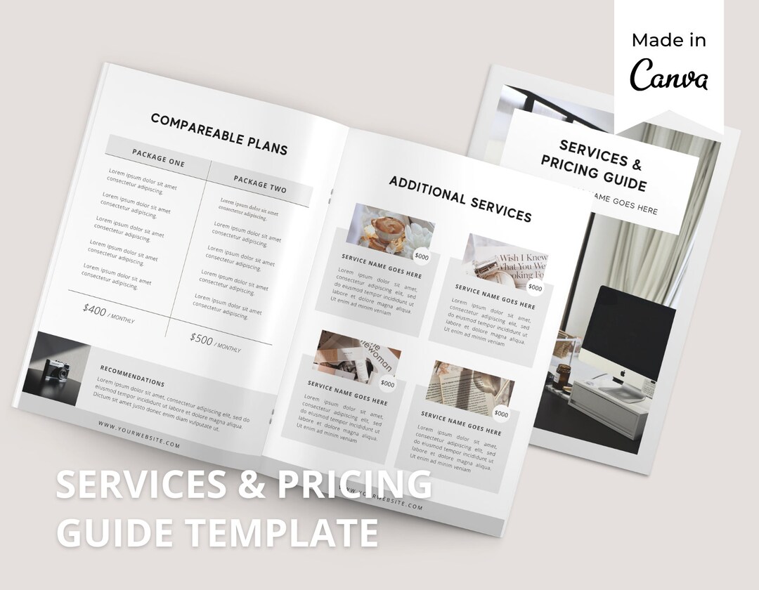 Services and Pricing Guide Template| Price List, Linesheet Template ...