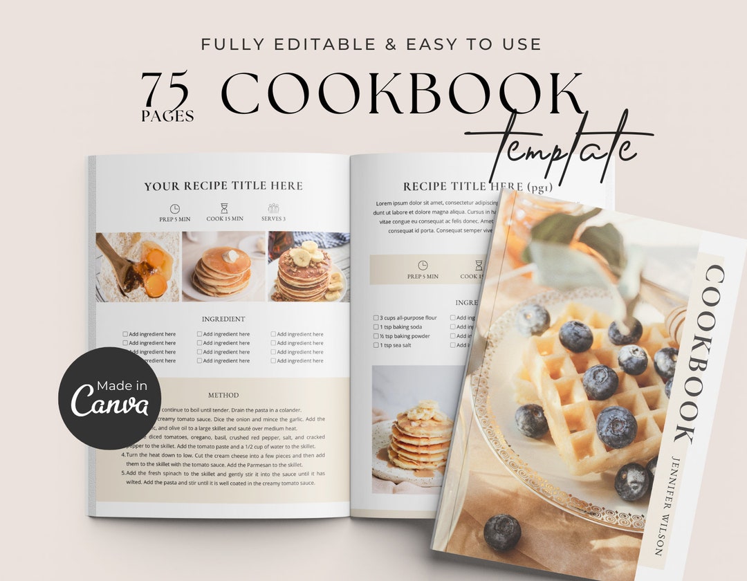 Cookbook Template | Editable Recipe Book Template | Printable Family ...