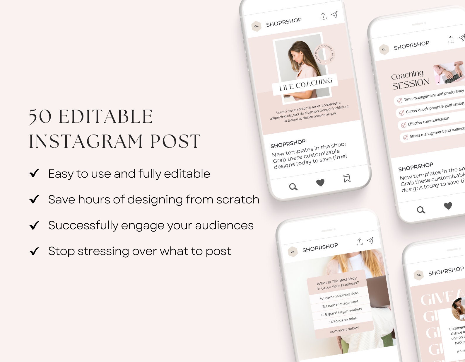 Coaching Instagram Post Template | Pink Coach Social Media |life Coach ...