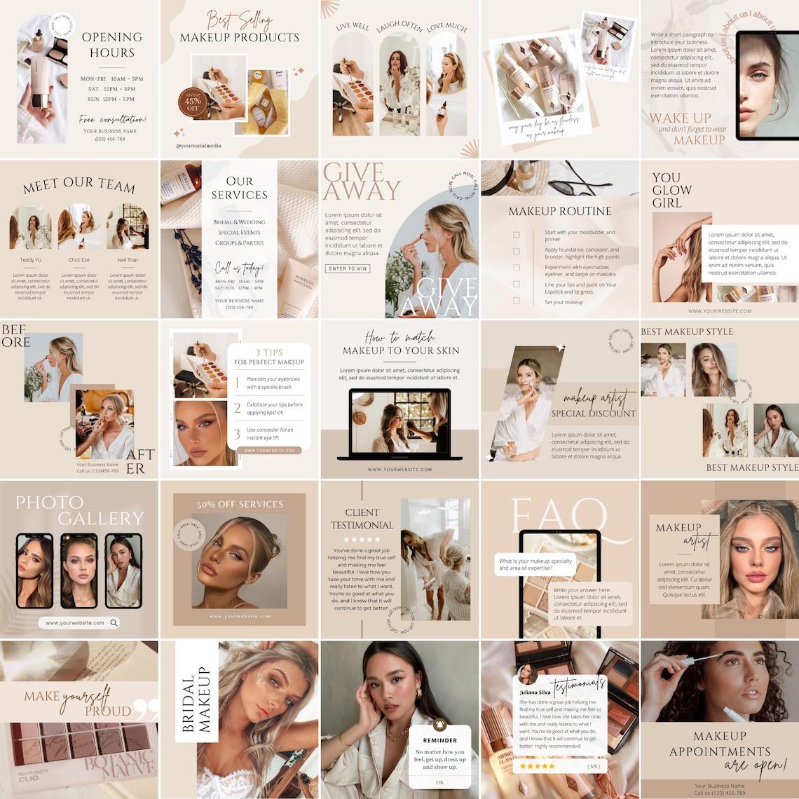 Makeup Artist Instagram Post Templates Beauty Skincare - Etsy