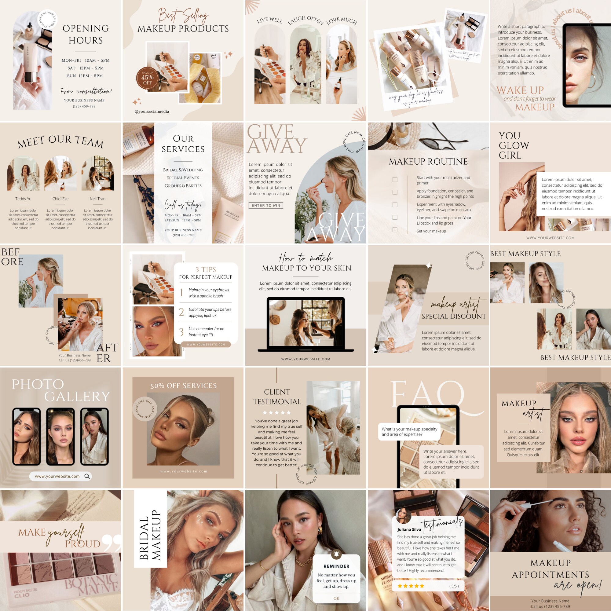 Makeup Artist Instagram Post Templates | Beauty Skincare Instagram ...
