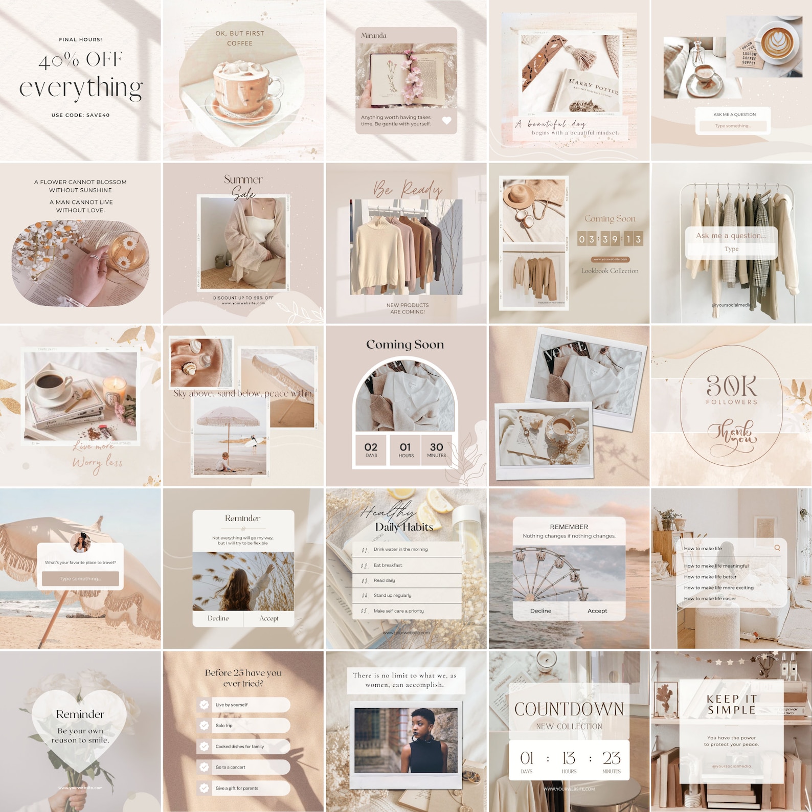 100 Instagram Templates Minimalist Instagram Post Template - Etsy