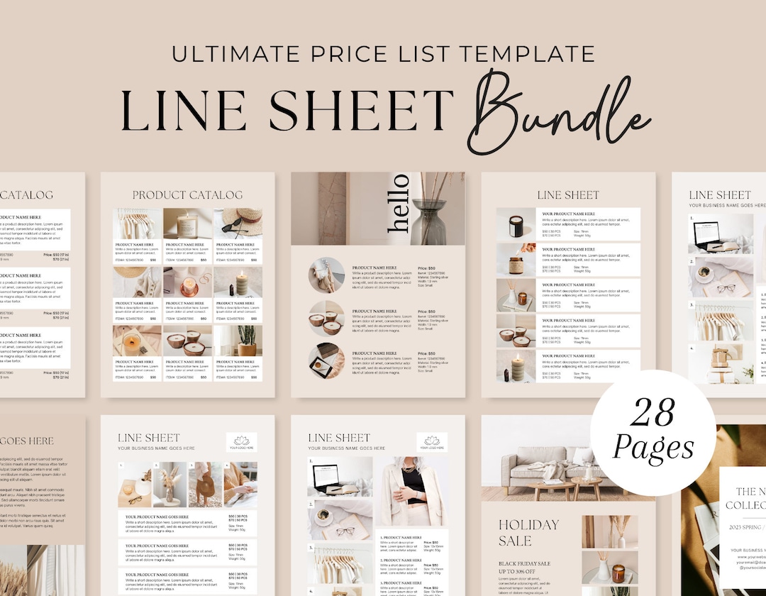 Wholesale Line Sheet Template | Business Catalog Template | Etsy ...