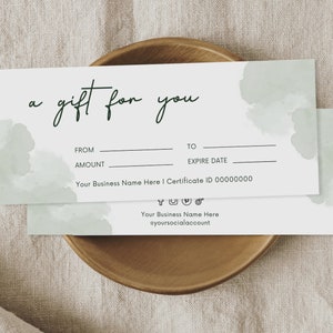 Gift Certificate Template DIY Gift Card Printable Gift Voucher Template ...