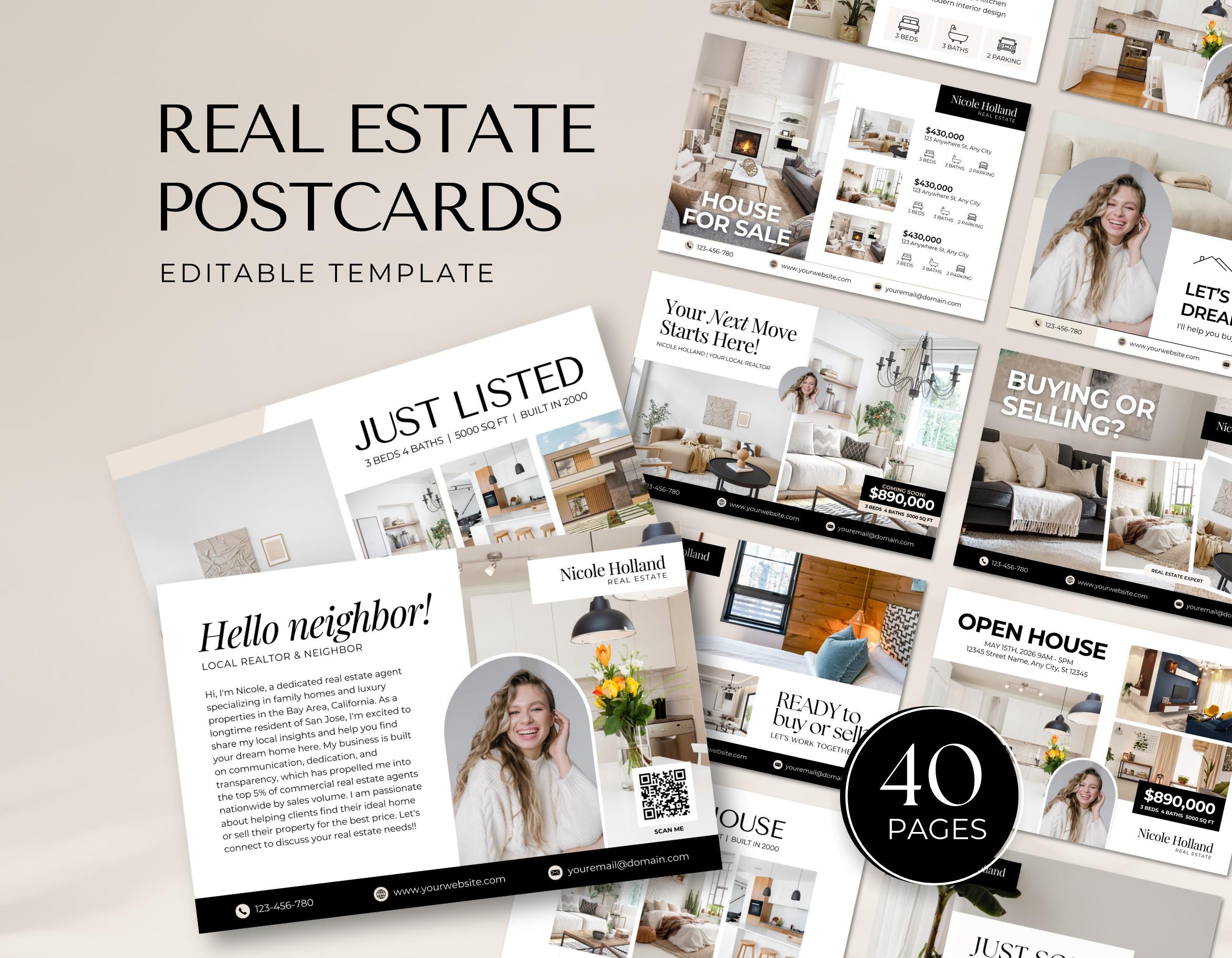Real Estate Postcard Templates | Hello Neighbor, Market Updates, Just ...