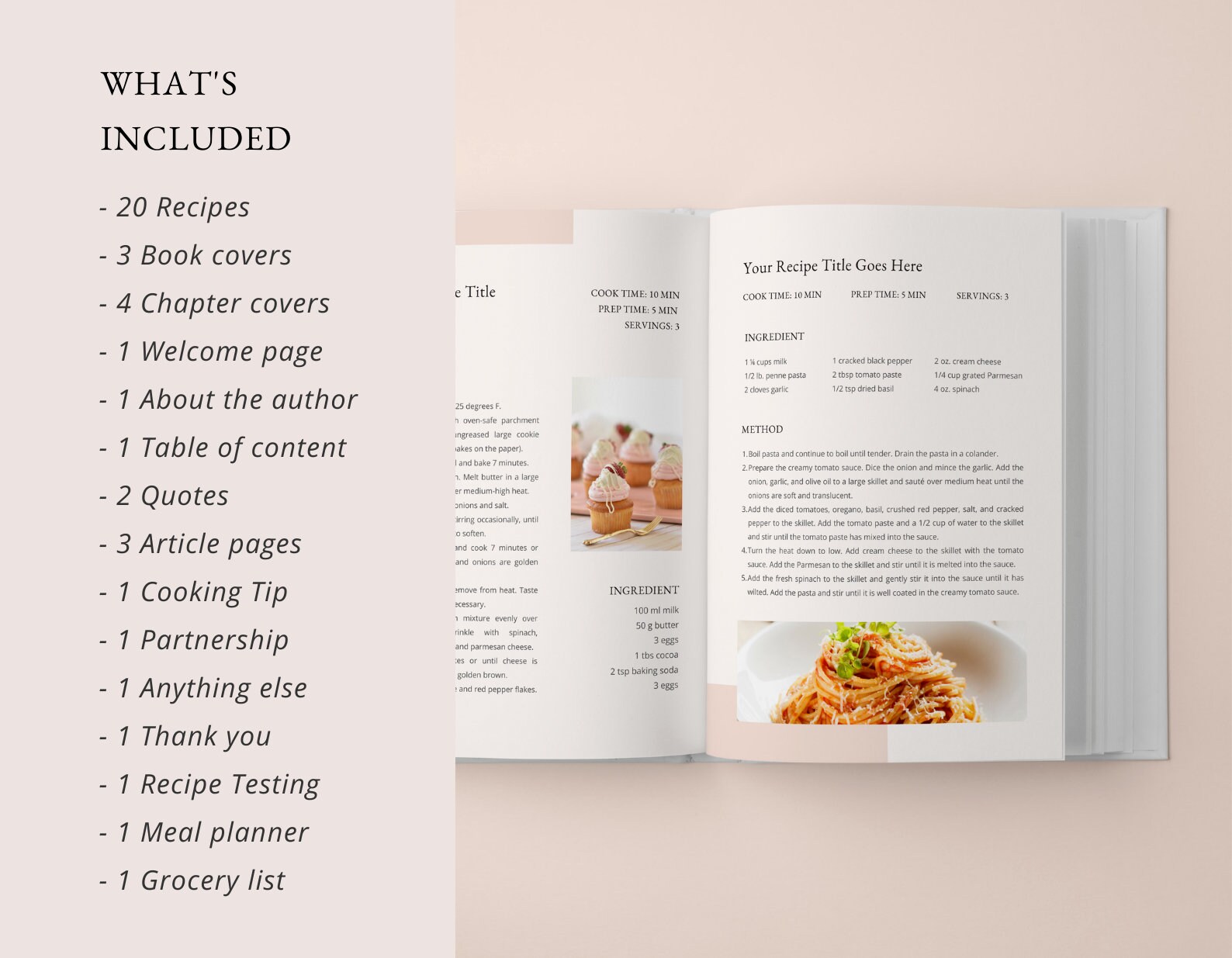 Cookbook Template Recipe Book Template Editable Canva - Etsy