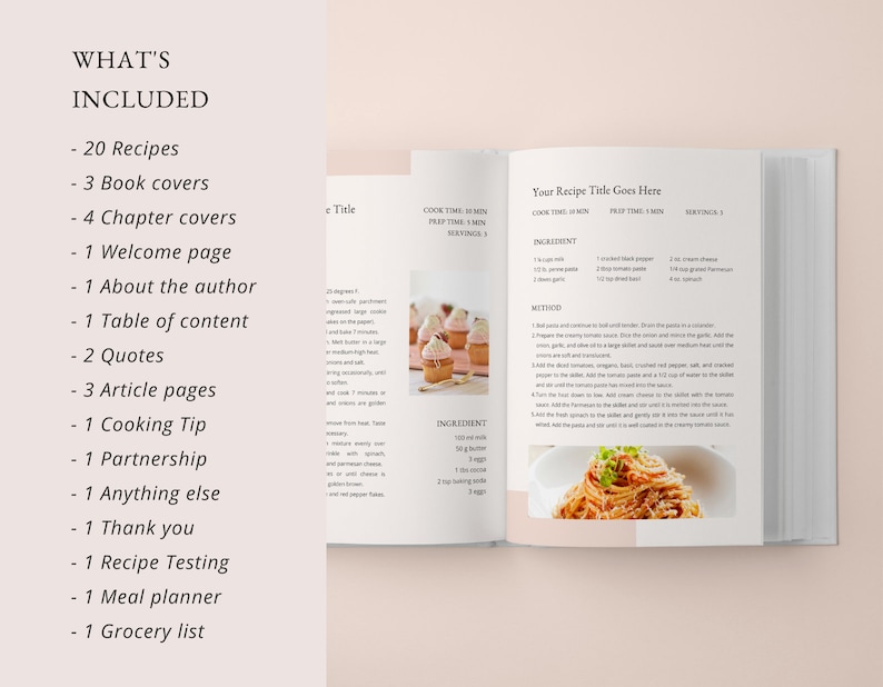 Cookbook Template Recipe Book Template Editable Canva - Etsy