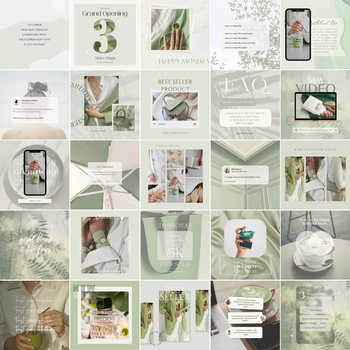 Green Instagram Templates Minimalist Instagram Post Template - Etsy