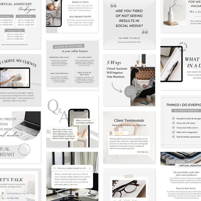 Virtual Assistant Instagram Templates VA Instagram Posts - Etsy