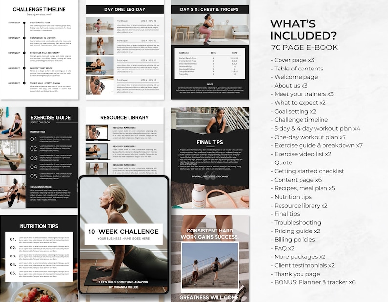 Fitness Ebook Template | Fitness Program Planner | Fitness Yoga Coach ...