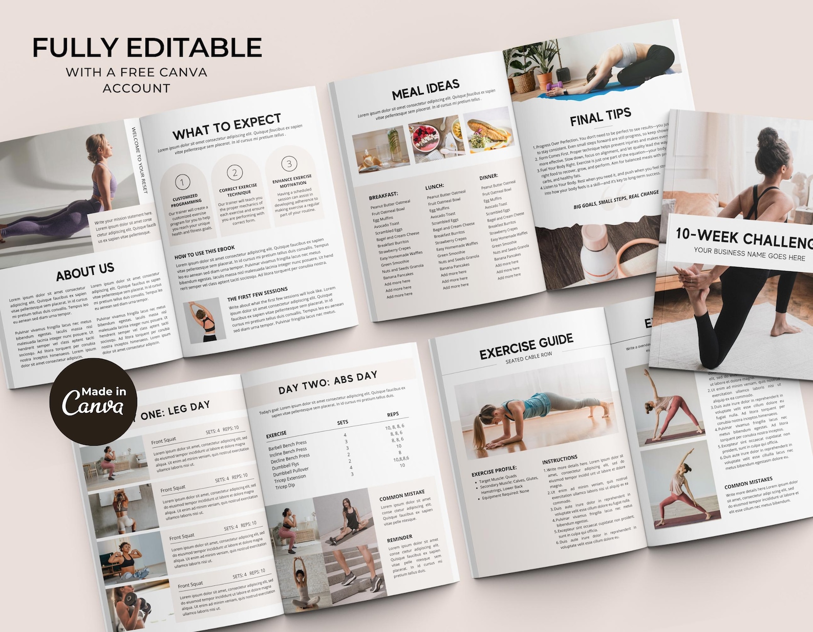 Fitness Ebook Template| Workout Plan Fitness Ebook | Fitness Planner ...