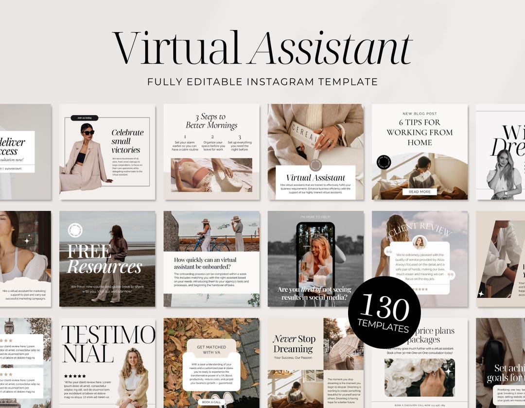 Virtual Assistant Instagram Templates | Social Media Manager Templates ...