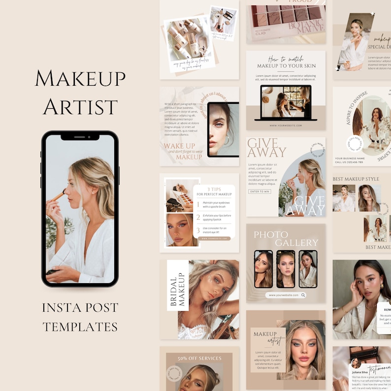 Makeup Artist Instagram Post Templates Beauty Skincare - Etsy