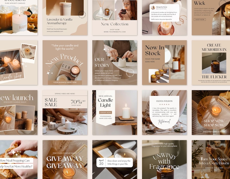 Candle Instagram Post Template | Social Media Bundle Candle Businesses ...