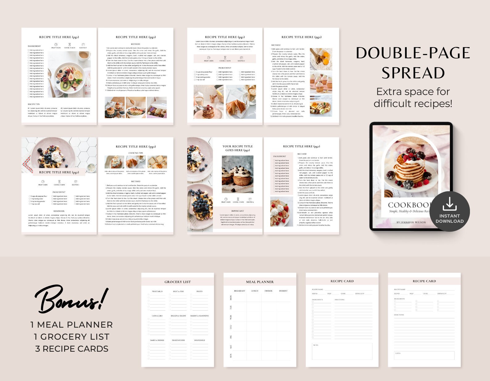 Cookbook Template | Editable Recipe Book Template | Printable Family ...