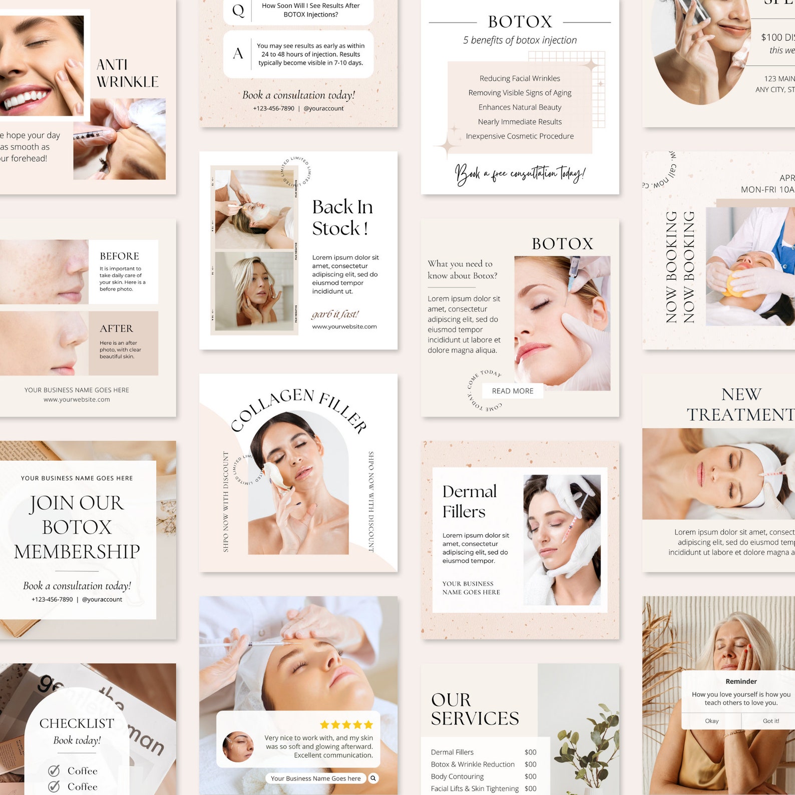 Botox and Lip Filler Instagram Post Templates | Nurse Injector ...