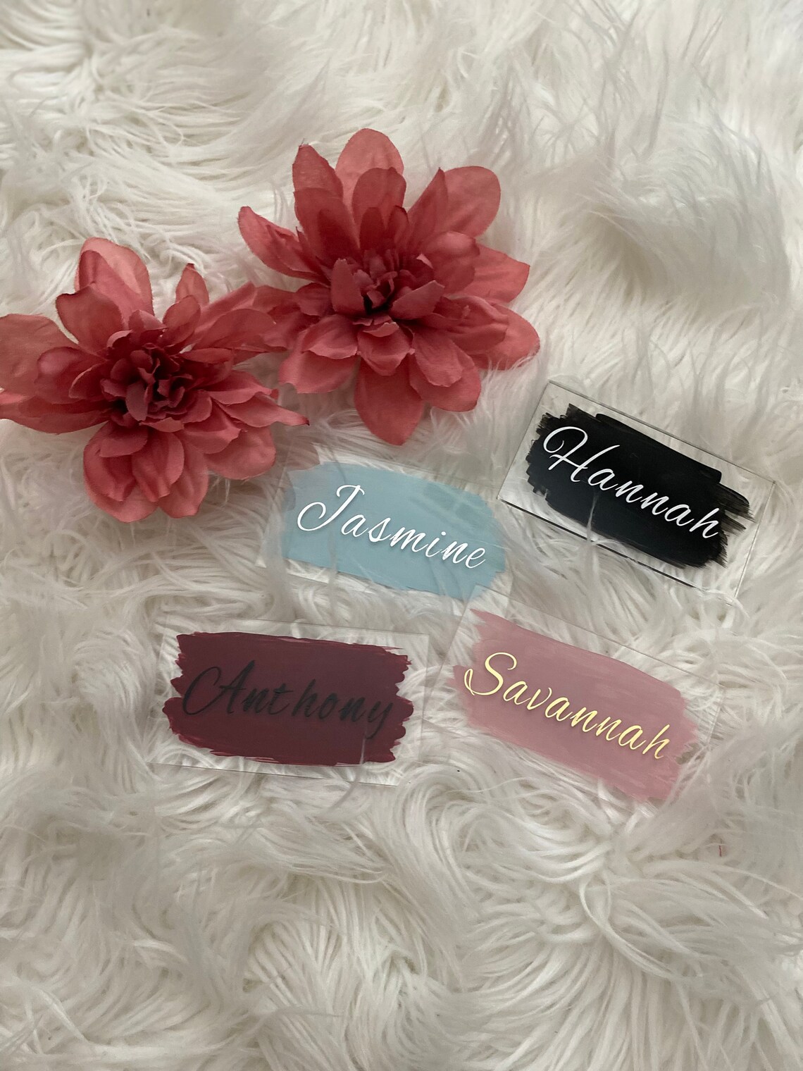 Painted Acrylic Name Place Cards for Weddings and Events - Etsy