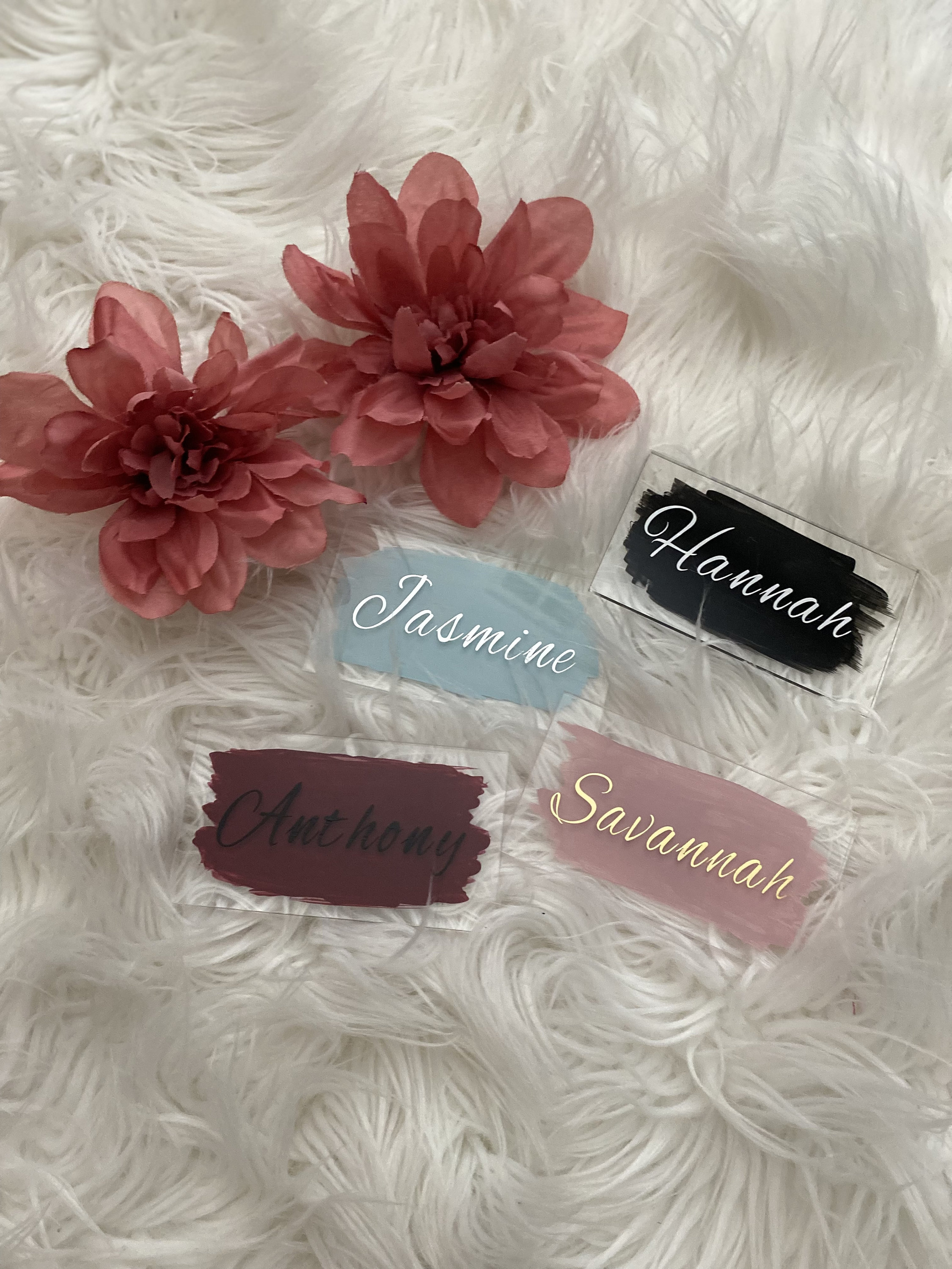 Hand Painted Acrylic Place Cards/name Cards - Etsy