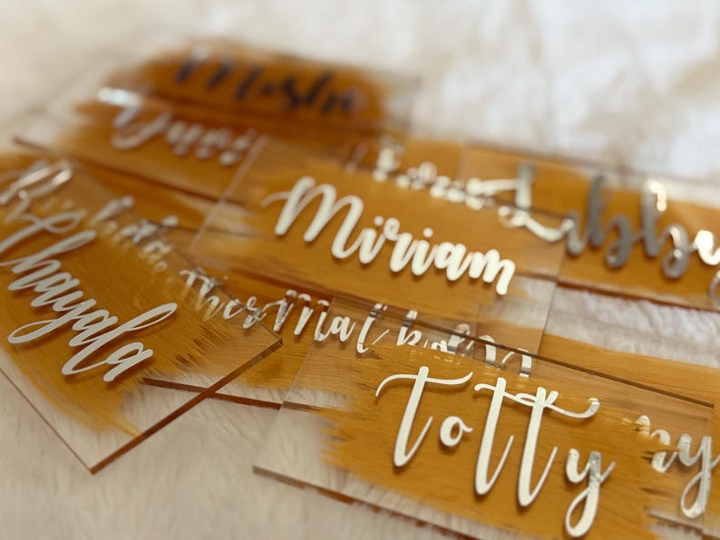 Painted Acrylic Name Place Cards for Weddings and Events - Etsy