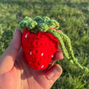 Mini Strawberry Crochet Drawstring Pouch / Coin Purse / Secret Stash ...