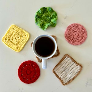Crochet Sandwich Coaster Set Set of 6 Coasters - Etsy