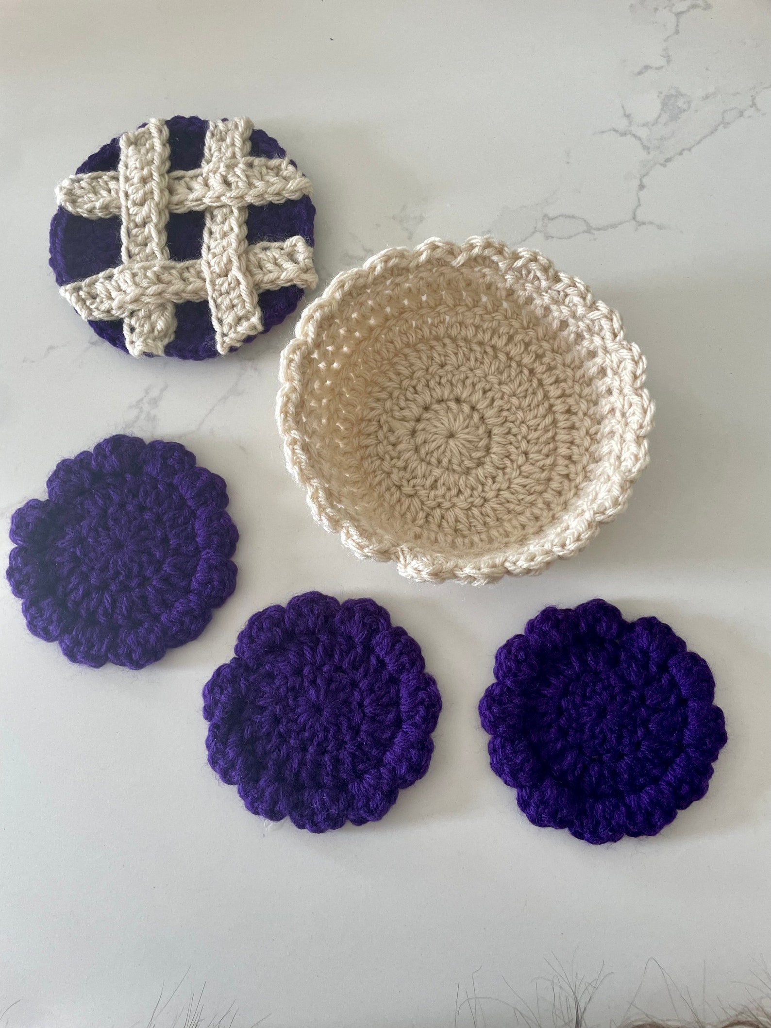 Crochet Pie Coaster Set Crochet Coasters Handmade Decor - Etsy