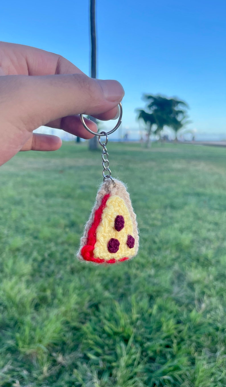 Pizza Slice Crochet Keychain With Mini Secret Stash Pocket - Etsy