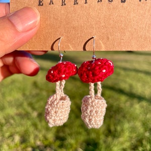 Mini Mushroom Secret Stash Crochet Earrings - Festival Earrings, Rave ...