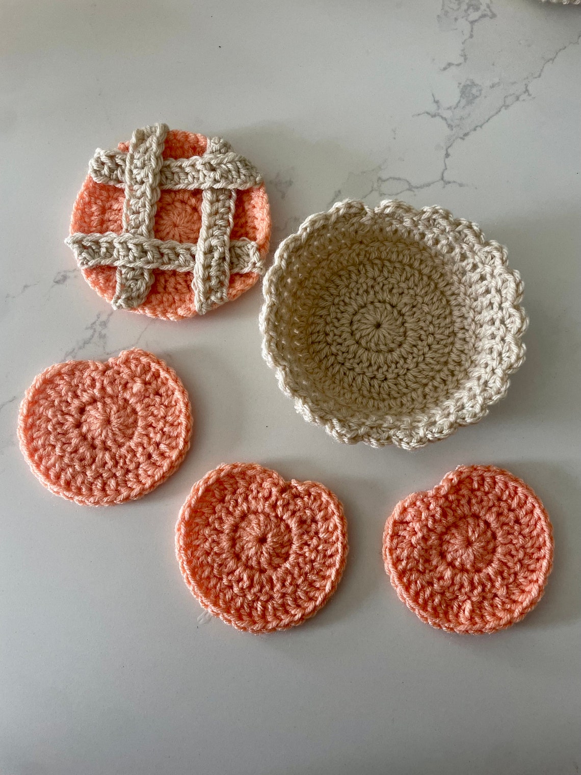 Crochet Pie Coaster Set Crochet Coasters Handmade Decor - Etsy