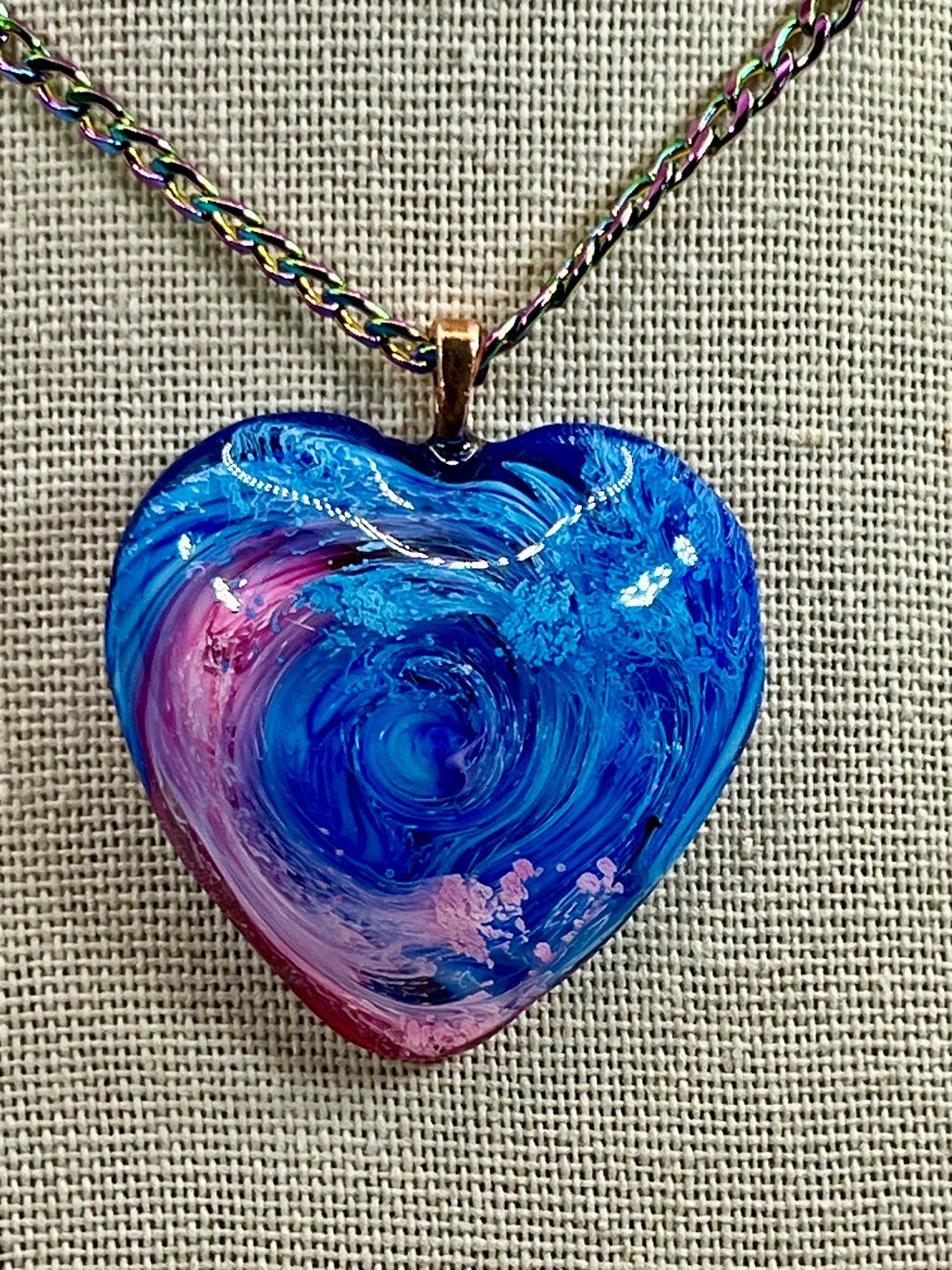Heart Pendant, Heart Necklace, Resin Heart Necklace Pendant, Epoxy ...