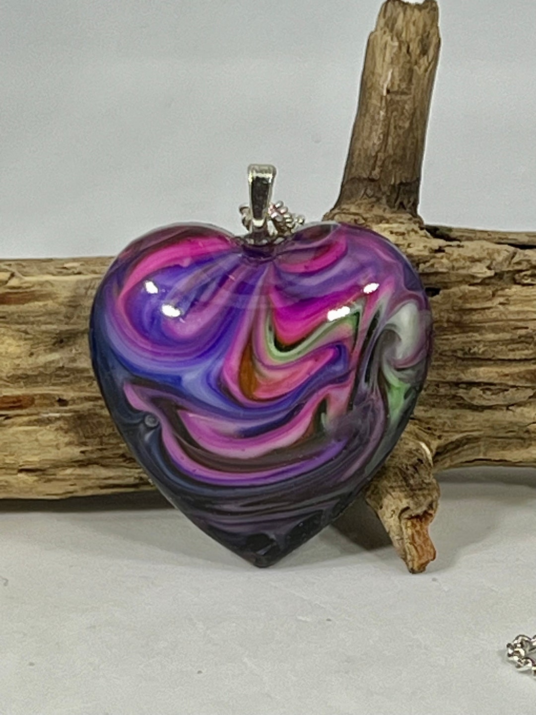 Resin Heart Pendant Necklace Heart Pendant Heart Necklace - Etsy