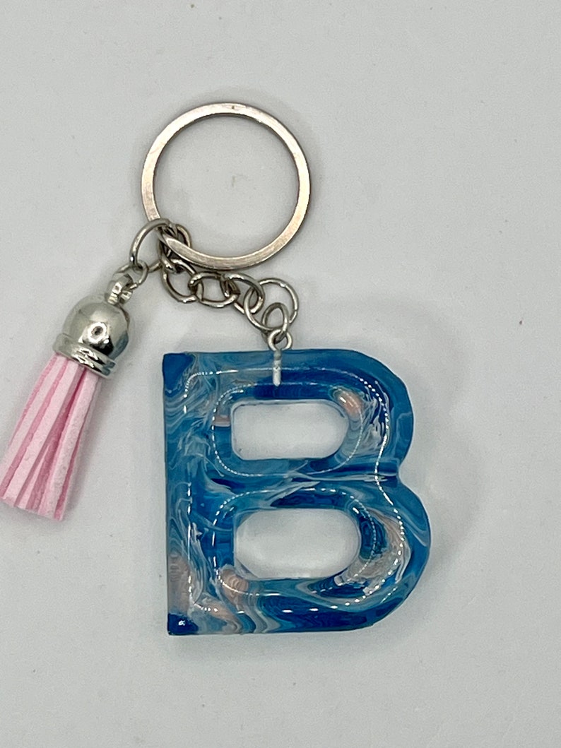 Resin Letter B Initial Keychain, Initial Keychain, Alphabet Keychain ...