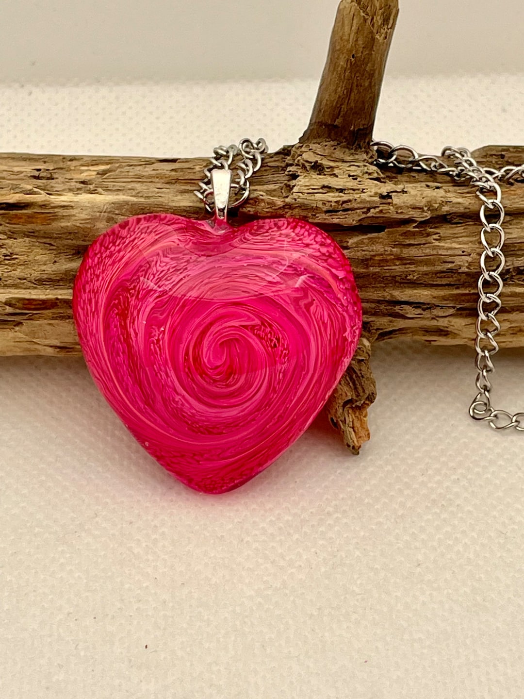 Heart Necklace Heart Pendant Resin Heart Necklace Pendant - Etsy