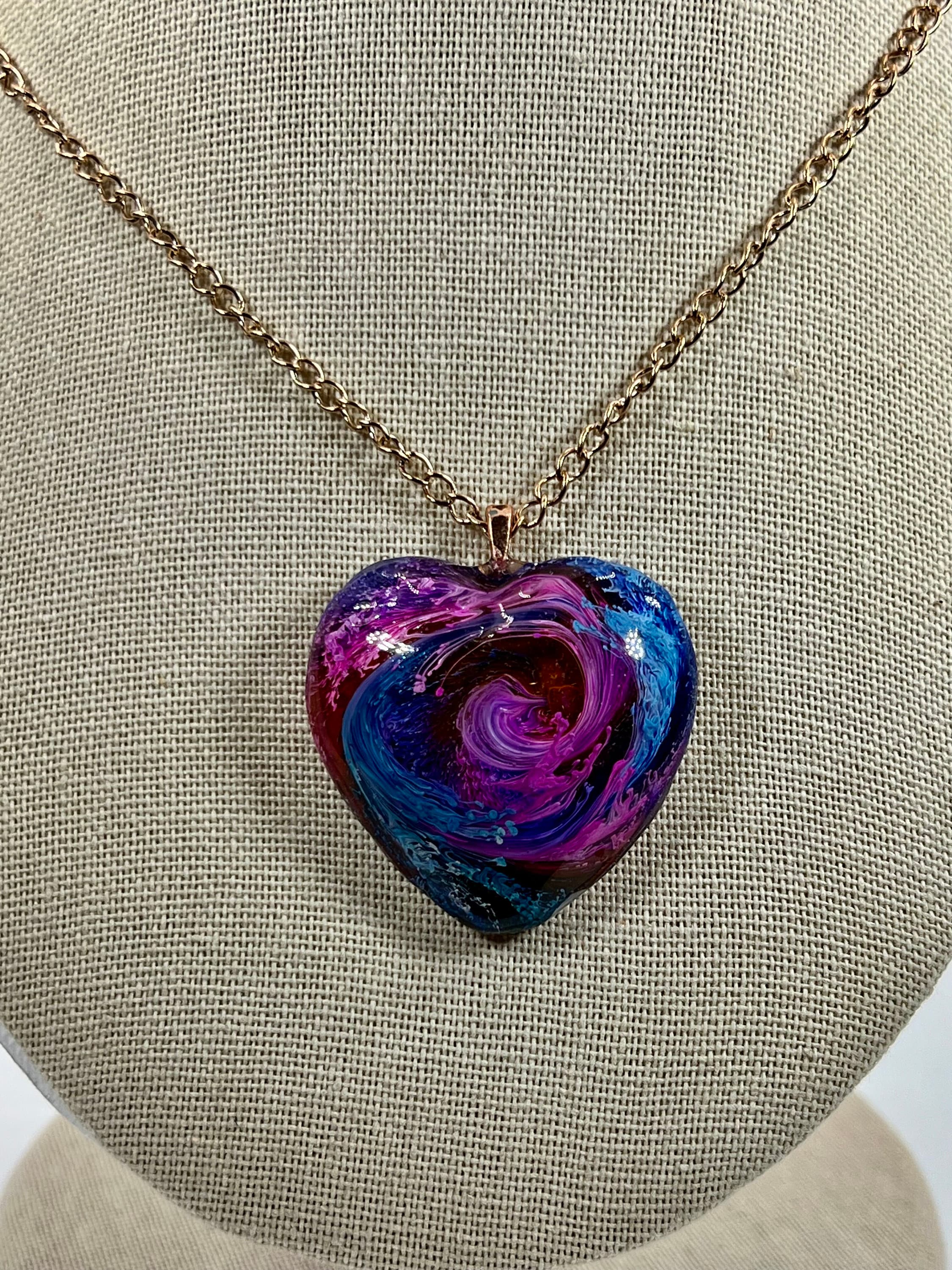 Heart Necklace, Heart Pendant, Resin Heart Necklace Pendant, Epoxy ...