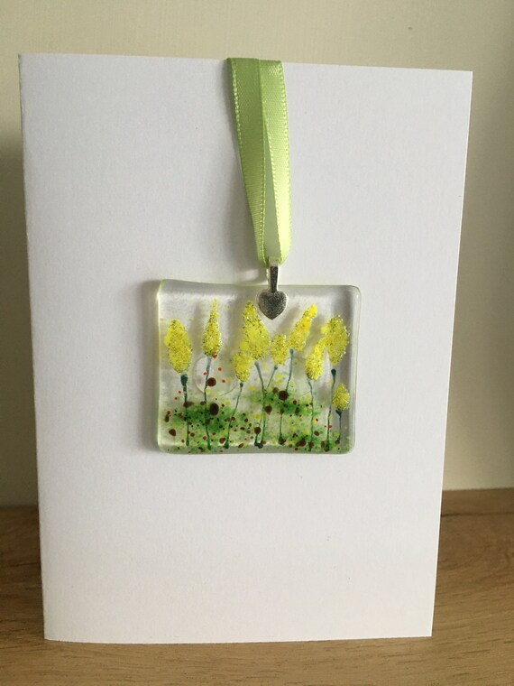 Fused Glass Flower Handmade Greeting Card | Etsy