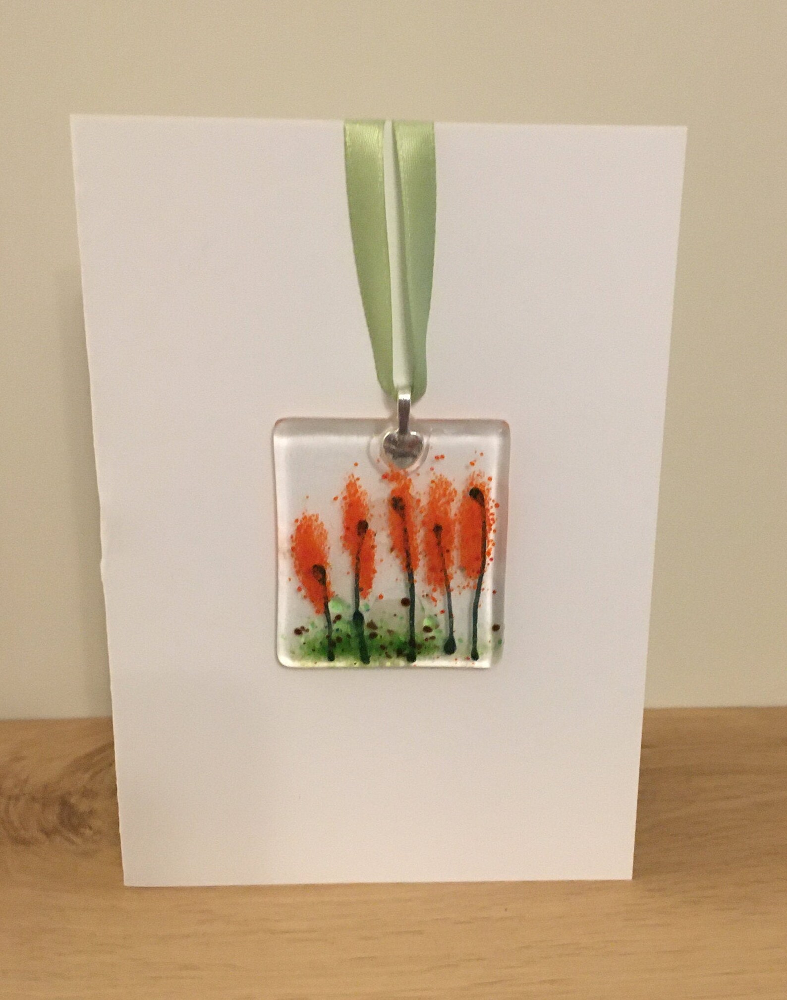 Fused Glass Flower Handmade Greeting Card | Etsy