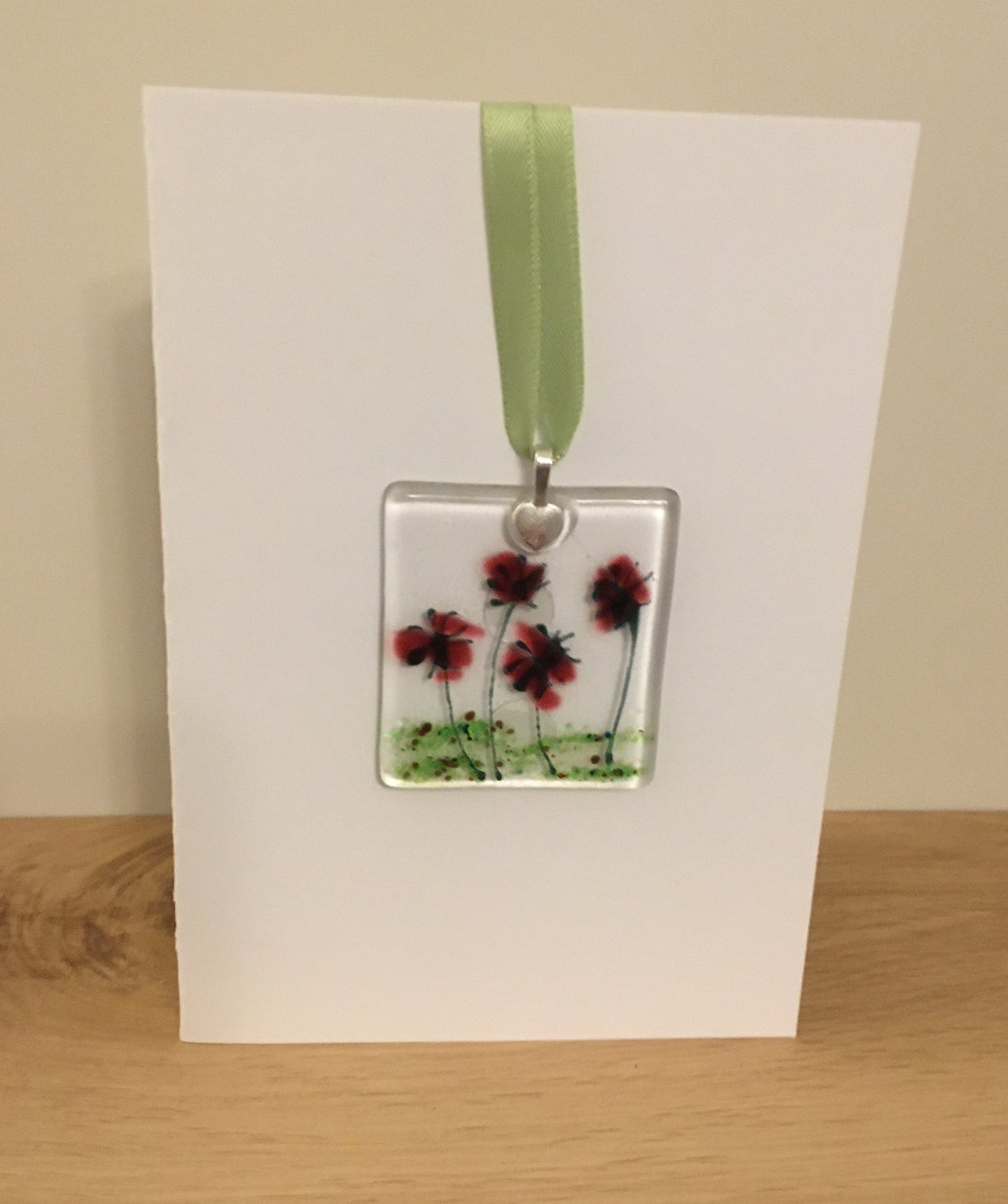 Fused Glass Flower Handmade Greeting Card | Etsy