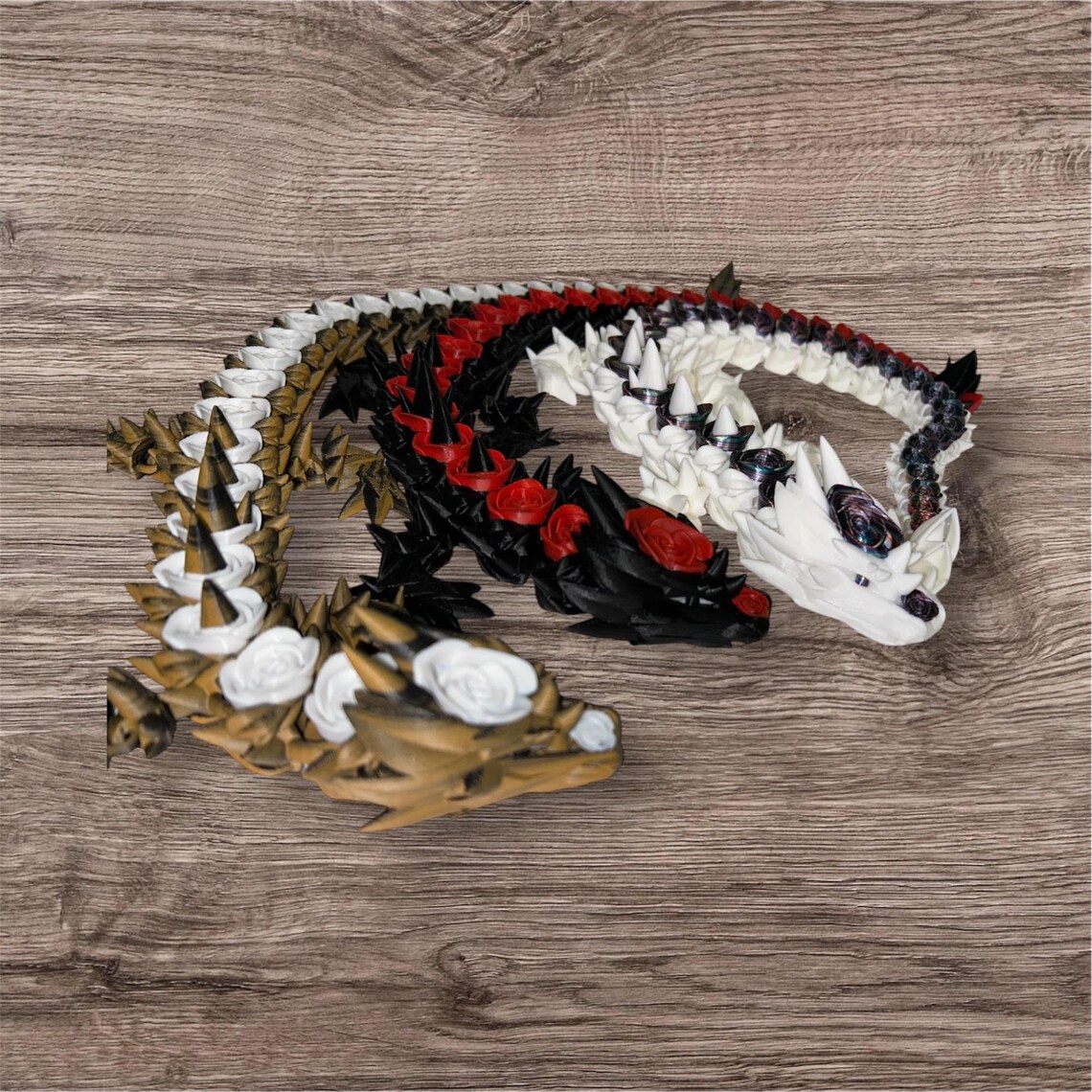 3D Printed Articulated Rose Dragon Fidget Toy Decor - Etsy