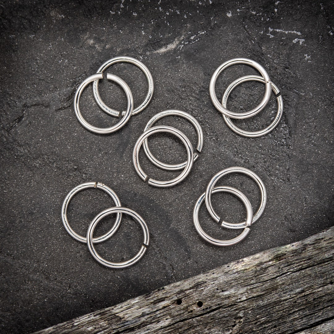 8mm, 6.5mm & 4mm ID Jump Rings, Argentium Silver .935, 5 Pairs of ...